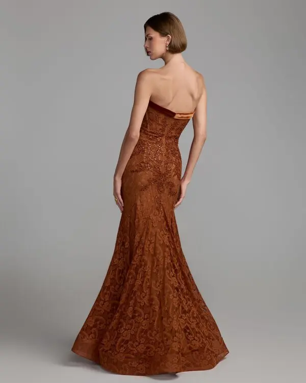 MAC DUGGAL COLLECTION Embroidered Lace Corset Mermaid Gown