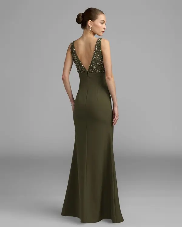 Mac Duggal Embellished Crepe Evening Gown