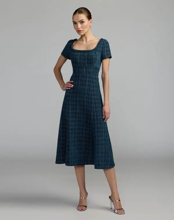 Mac Duggal Embellished Boucle Midi Dress