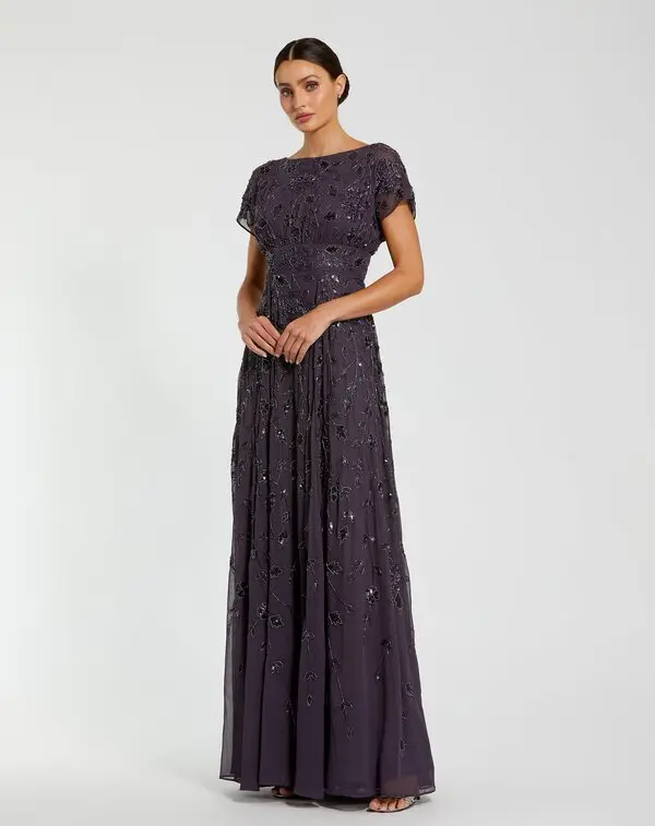 Mac Duggal Embellished Georgette A-line Gown