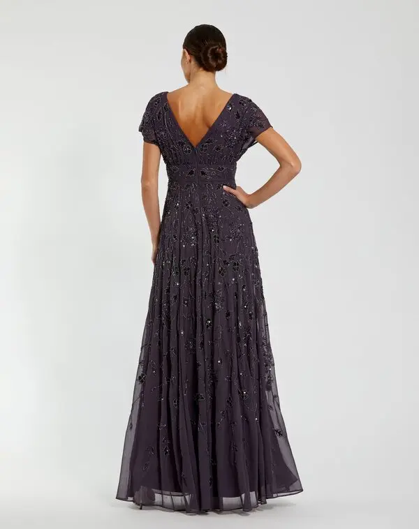 Mac Duggal Embellished Georgette A-line Gown