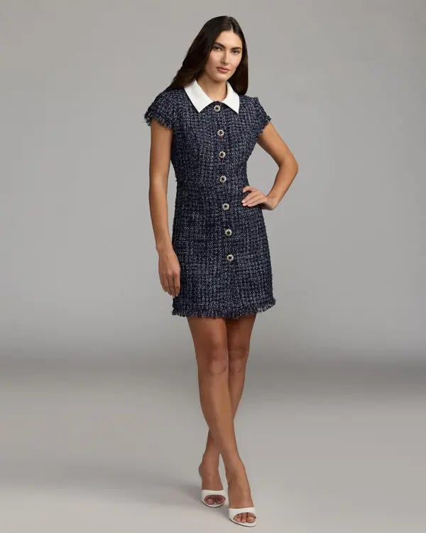 Mac Duggal Sequin Boucle Mini Dress