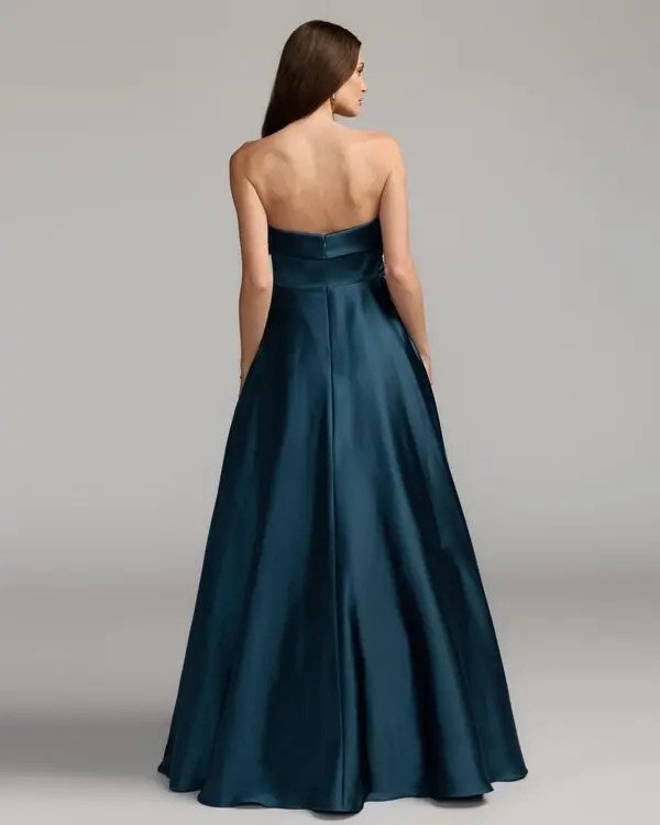 Mac Duggal Strapless Draped Satin Ball Gown