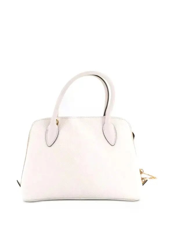 Prada Dual Strap Promenade Bag Saffiano Leather Small Satchel - White