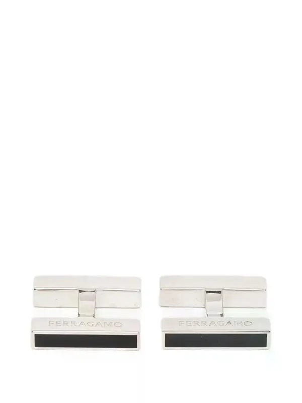 FERRAGAMO Logo-engraved Rectangle Cufflinks - Silver