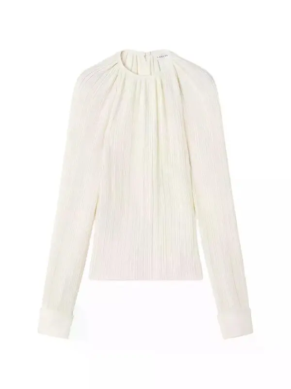 LANVIN Plissé-effect Buttoned-cuff Top