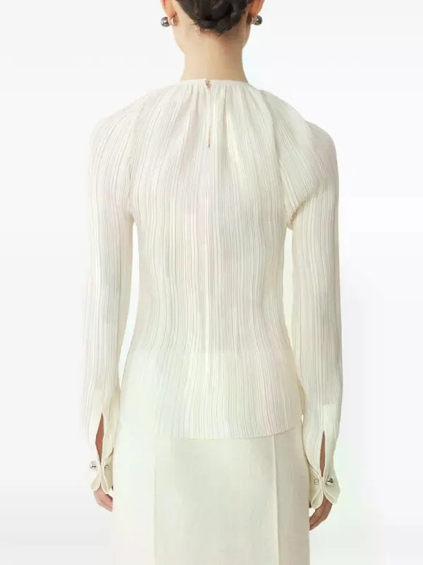 LANVIN Plissé-effect Buttoned-cuff Top