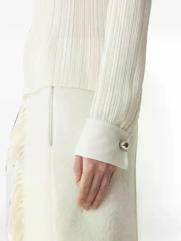 LANVIN Plissé-effect Buttoned-cuff Top