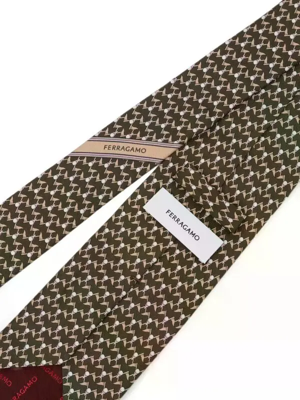 FERRAGAMO Golf-print Neck Tie - Brown