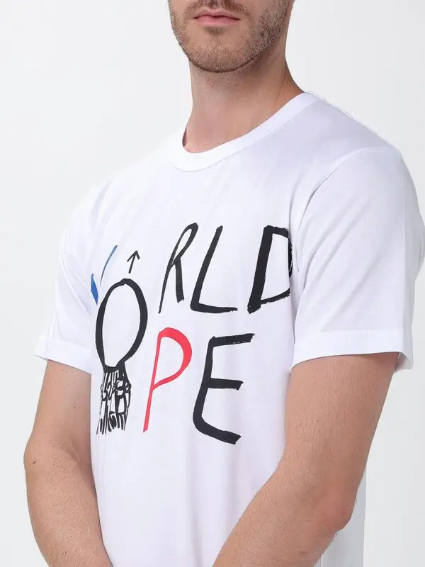 Comme Des Garçons Short-sleeved Cotton T-shirt With Slogan Print