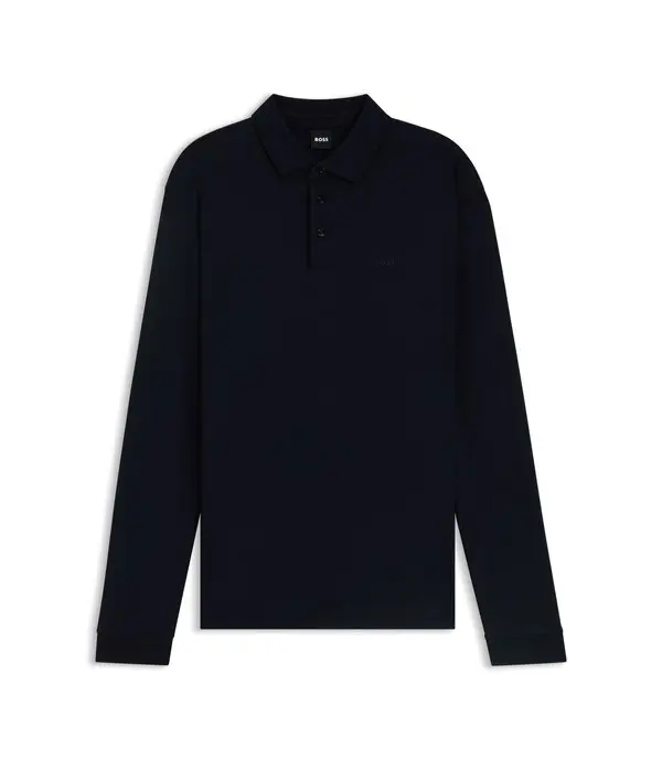 BOSS Long-sleeved Polo Shirt In Interlock Cotton With Logo