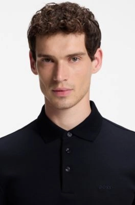BOSS Long-sleeved Polo Shirt In Interlock Cotton With Logo
