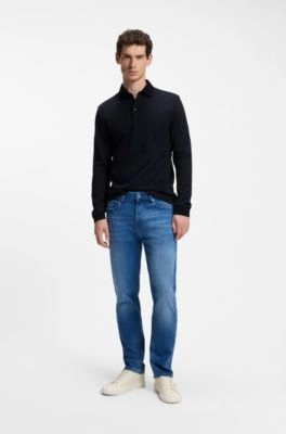 BOSS Long-sleeved Polo Shirt In Interlock Cotton With Logo