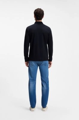 BOSS Long-sleeved Polo Shirt In Interlock Cotton With Logo
