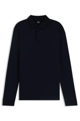 BOSS Long-sleeved Polo Shirt In Interlock Cotton With Logo