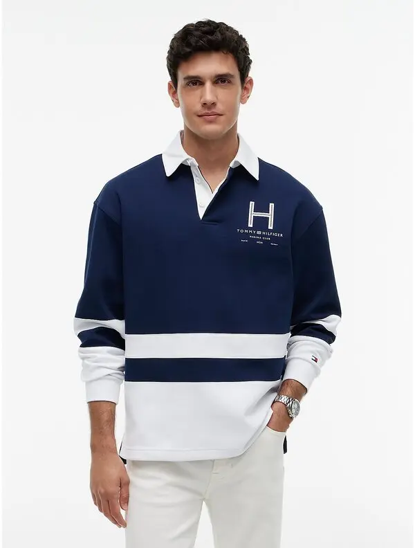 Tommy Hilfiger Marina Club Logo Intechno Knit Rugby - Light Navy