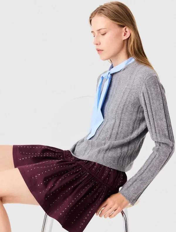 Maje Removable Poplin Collar Sweater
