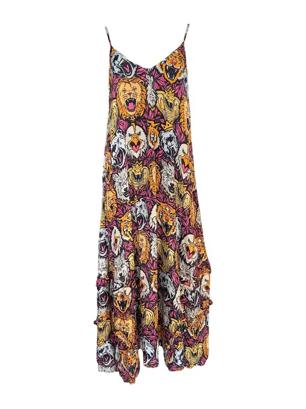 ANY OLD IRON Orange / Yellow Multicolor Born Wild Ruffle Dress - Orange/yellow