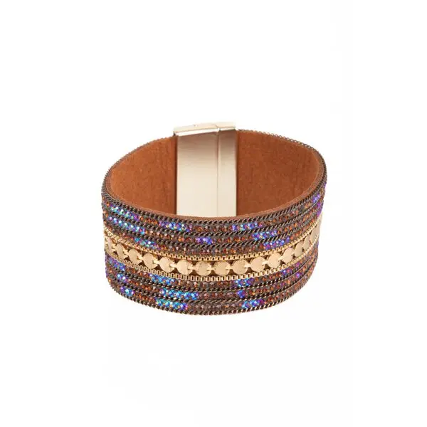 Saachi Glistening Faux Suede Bracelet - Purple