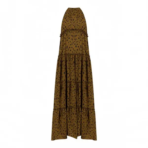 BELYED HANDCRAFT Loulou Crepe Halter Maxi Dress