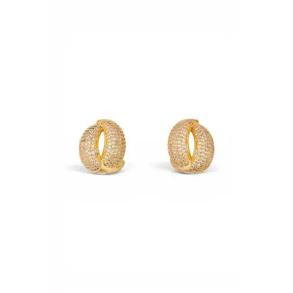 Saachi Pavé Twist Huggie Earrings