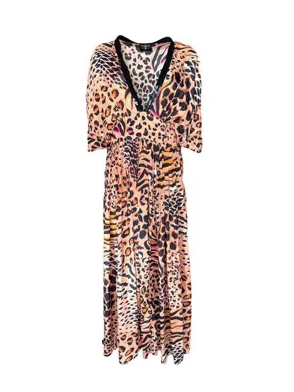 ANY OLD IRON Orange / Neutrals / Pink Neutral Animal Kaftan Dress