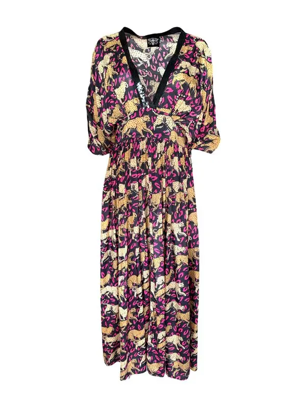 ANY OLD IRON Pink / Brown Wild Cheetah Kaftan Dress - Pink/brown