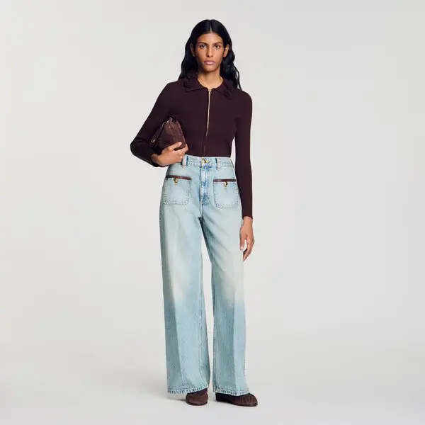 Sandro Cardigan With Floral Collar