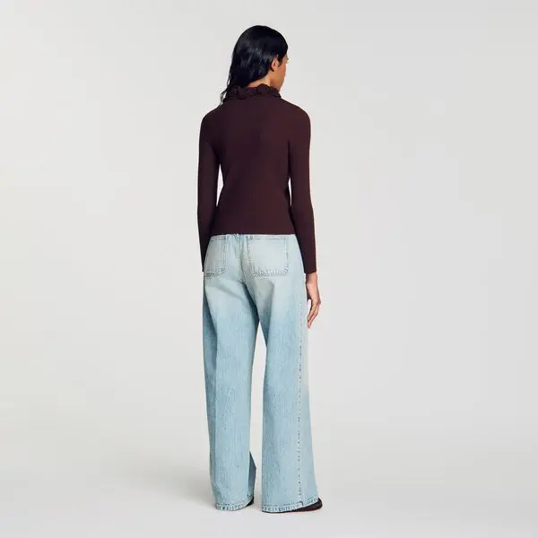 Sandro Cardigan With Floral Collar