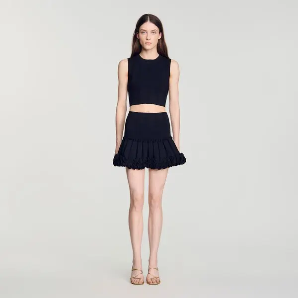 Sandro Short Ribbed Knit Skirt