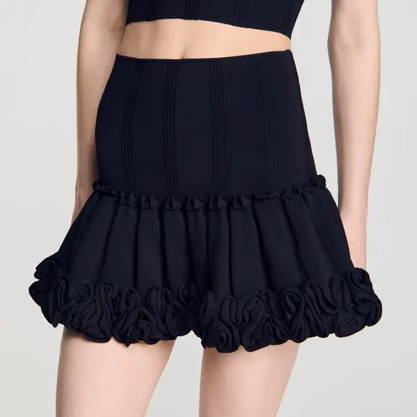 Sandro Short Ribbed Knit Skirt