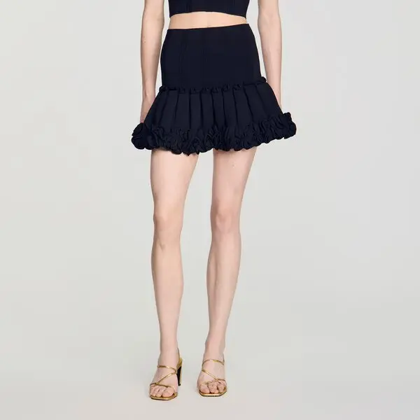 Sandro Short Ribbed Knit Skirt