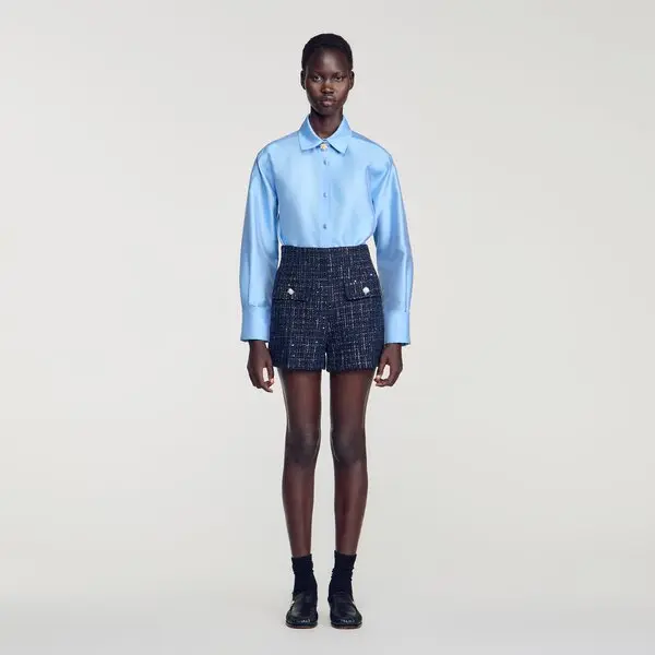 Sandro High-waisted Fancy Tweed Shorts