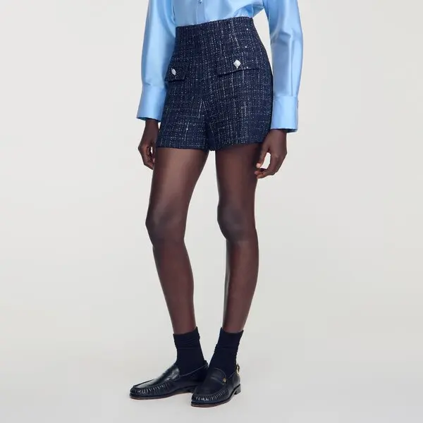 Sandro High-waisted Fancy Tweed Shorts