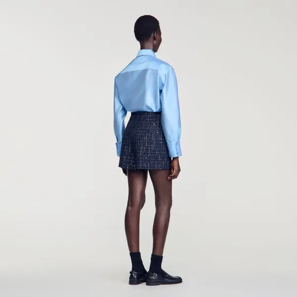 Sandro High-waisted Fancy Tweed Shorts