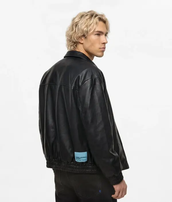 Karl Lagerfeld Faux Leather Bomber Jacket