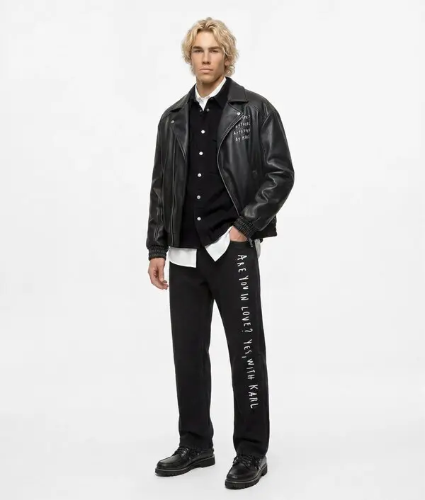 Karl Lagerfeld Faux Leather Bomber Jacket