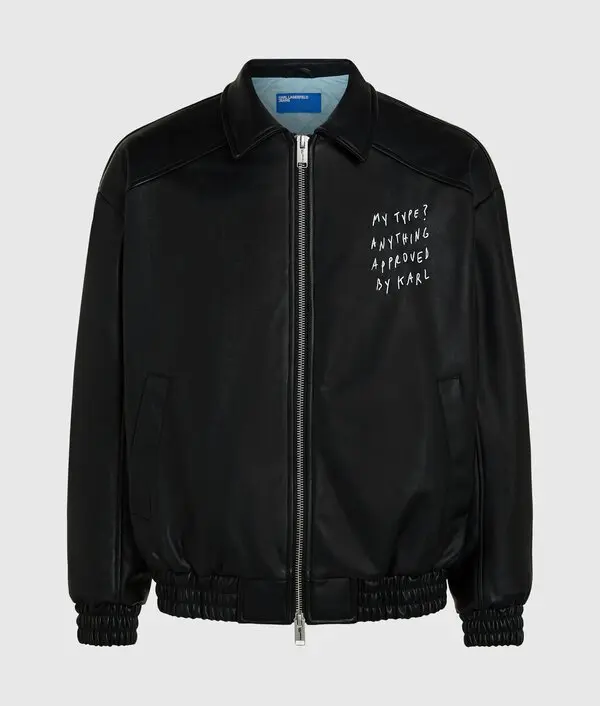 Karl Lagerfeld Faux Leather Bomber Jacket