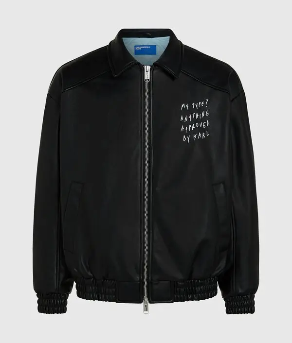 Karl Lagerfeld Faux Leather Bomber Jacket