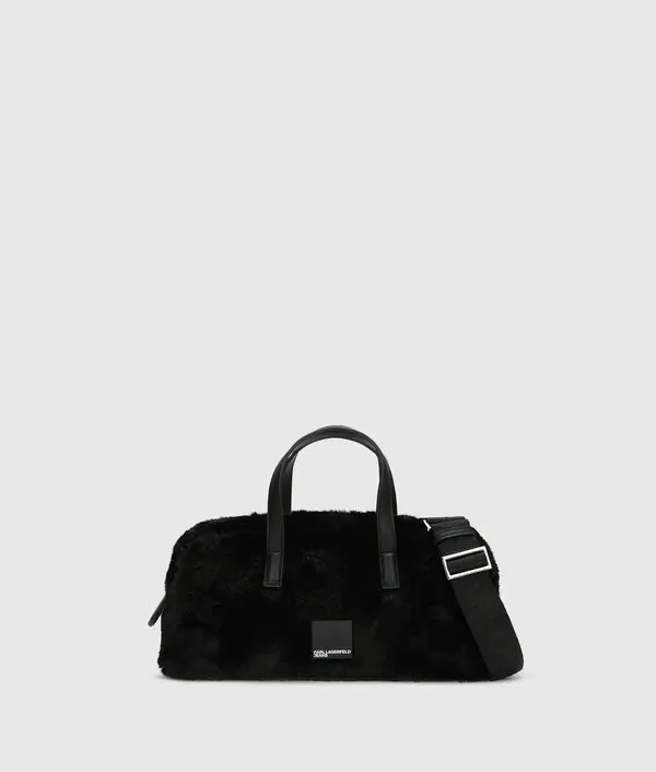 Karl Lagerfeld Box Logo Furry Bowling Bag - Black