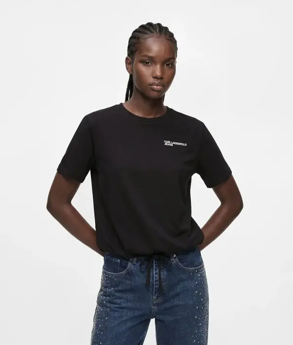 Karl Lagerfeld T-shirt With Drawcord Hem - Black