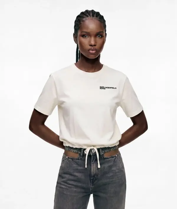 KL JEANS Jeans T-shirt With Drawcord Hem - Egret
