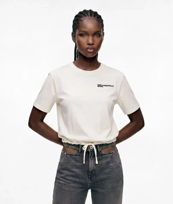 Karl Lagerfeld T-shirt With Drawcord Hem - Egret