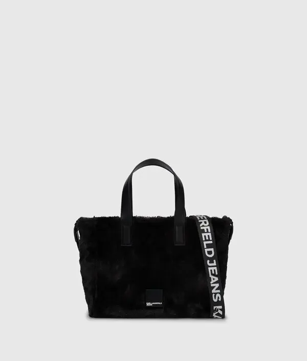 KL JEANS Box Logo Furry Mini Tote Bag - Black