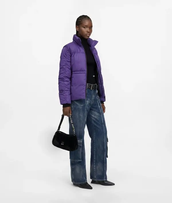 KL JEANS Box Logo Furry Shoulder Bag - Black