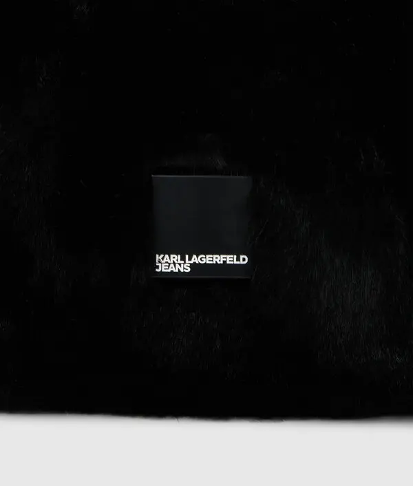 KL JEANS Box Logo Furry Shoulder Bag - Black