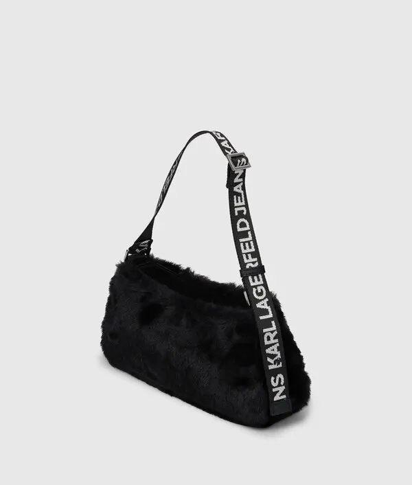 KL JEANS Box Logo Furry Shoulder Bag - Black