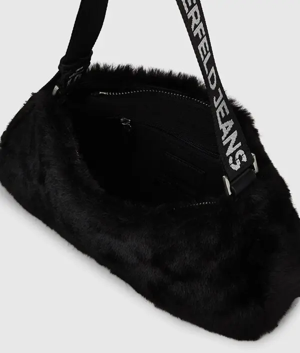 KL JEANS Box Logo Furry Shoulder Bag - Black