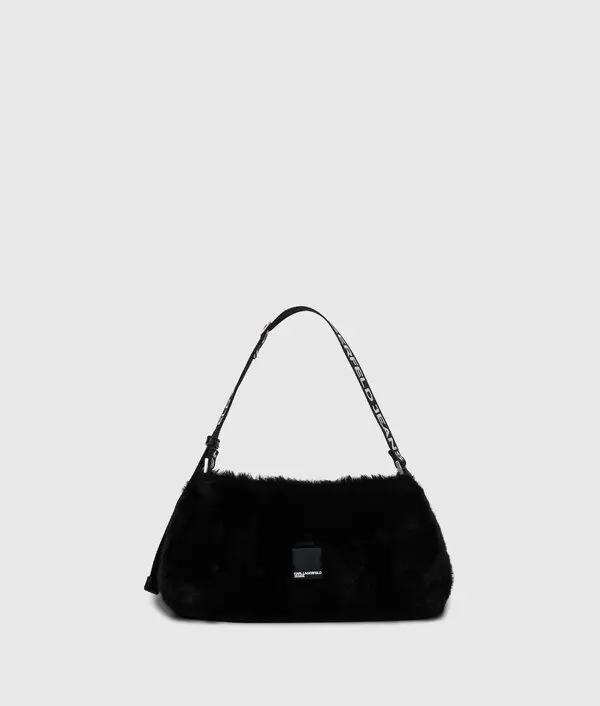 KL JEANS Box Logo Furry Shoulder Bag - Black