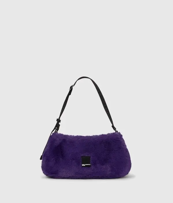 Karl Lagerfeld Box Logo Furry Shoulder Bag - Prism Violet